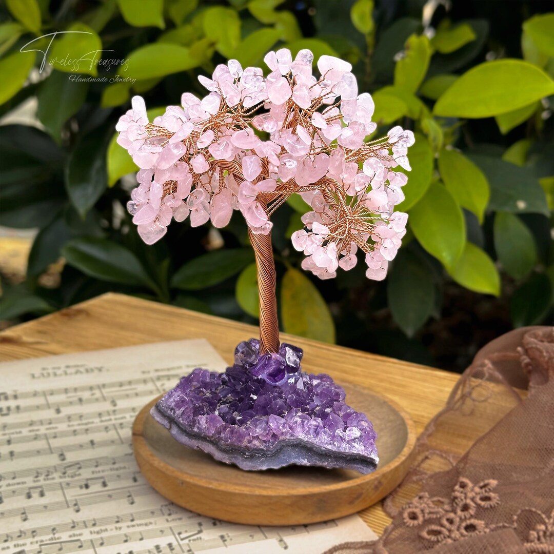 Crystal Tree Rose Quartz Tree of Life With Amethyst Base | Amethyst ...