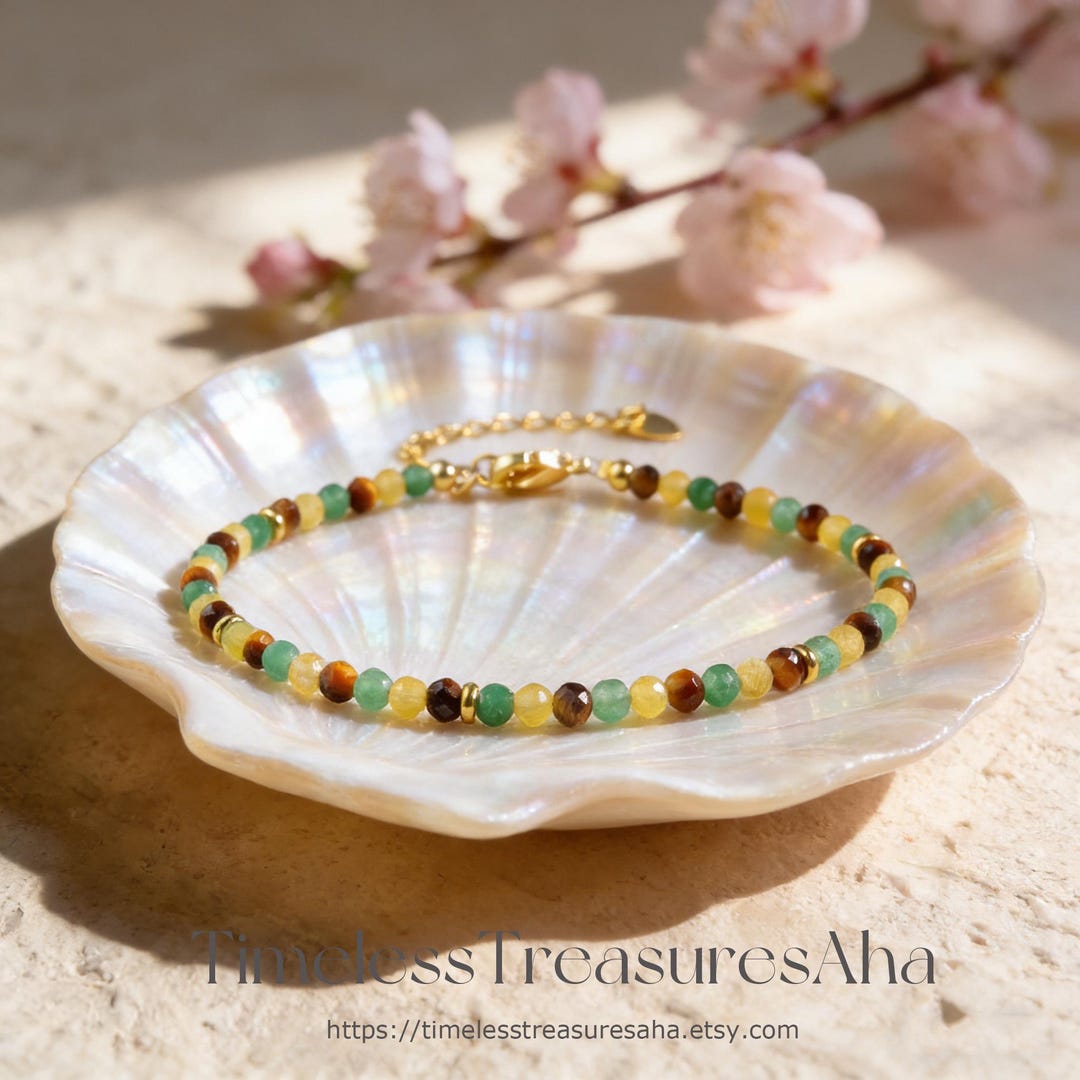 Triple Prosperity Bracelet , Tiger Eye, Citrine & Green Aventurine ...