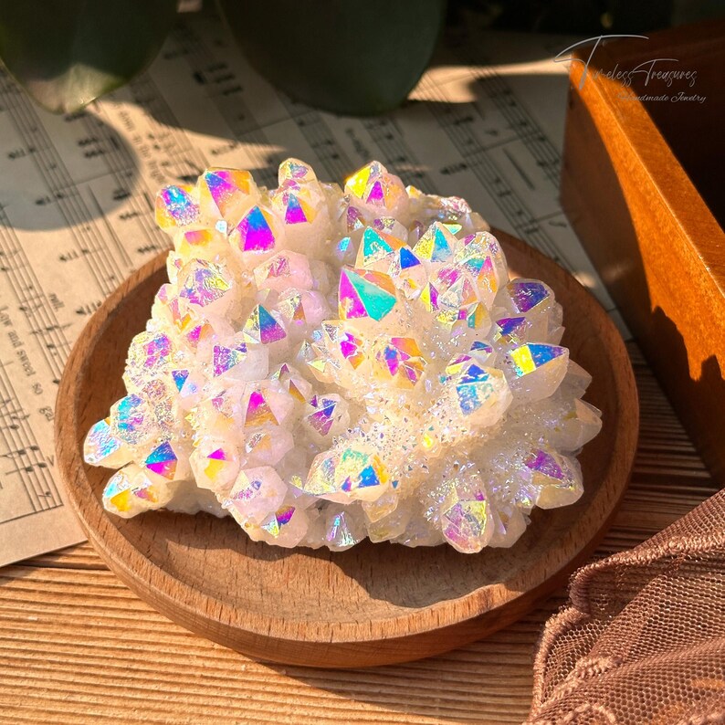 Natural Crystal Chunks Cluster - Angel Aura Crystal Cluster - Yellow ...
