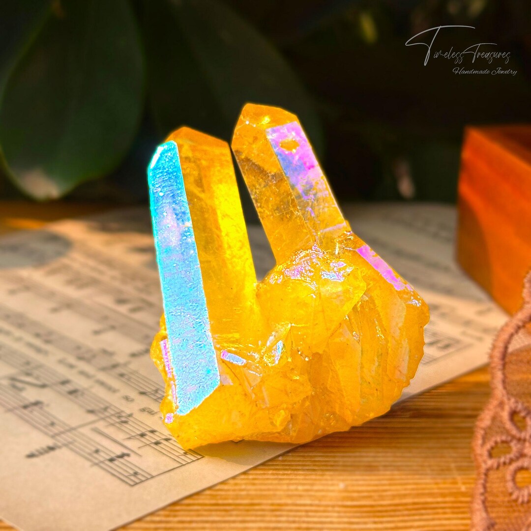 Raw Yellow Titanium Cluster - Rough Yellow Angel Aura Crystal Irregular ...