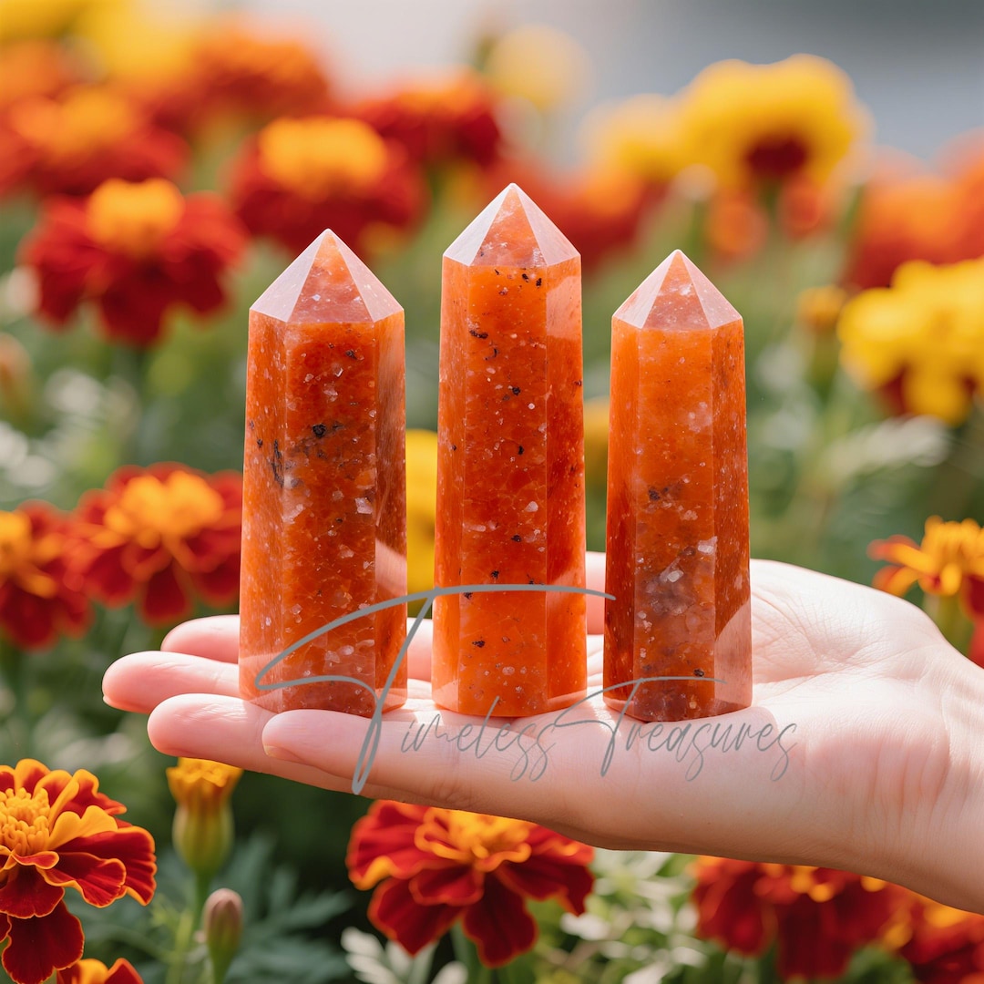 Natural Sunstone Orange Crystal Obelisk - Healing Chakra Meditation ...