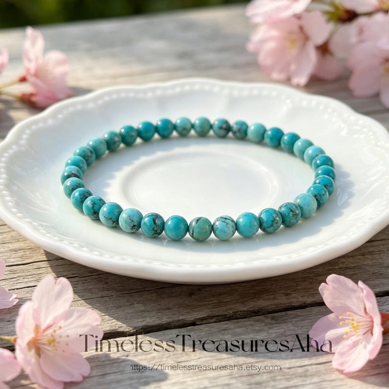 Natural Turquoise 4mm Beaded Bracelet | Protection Healing Crystal for ...