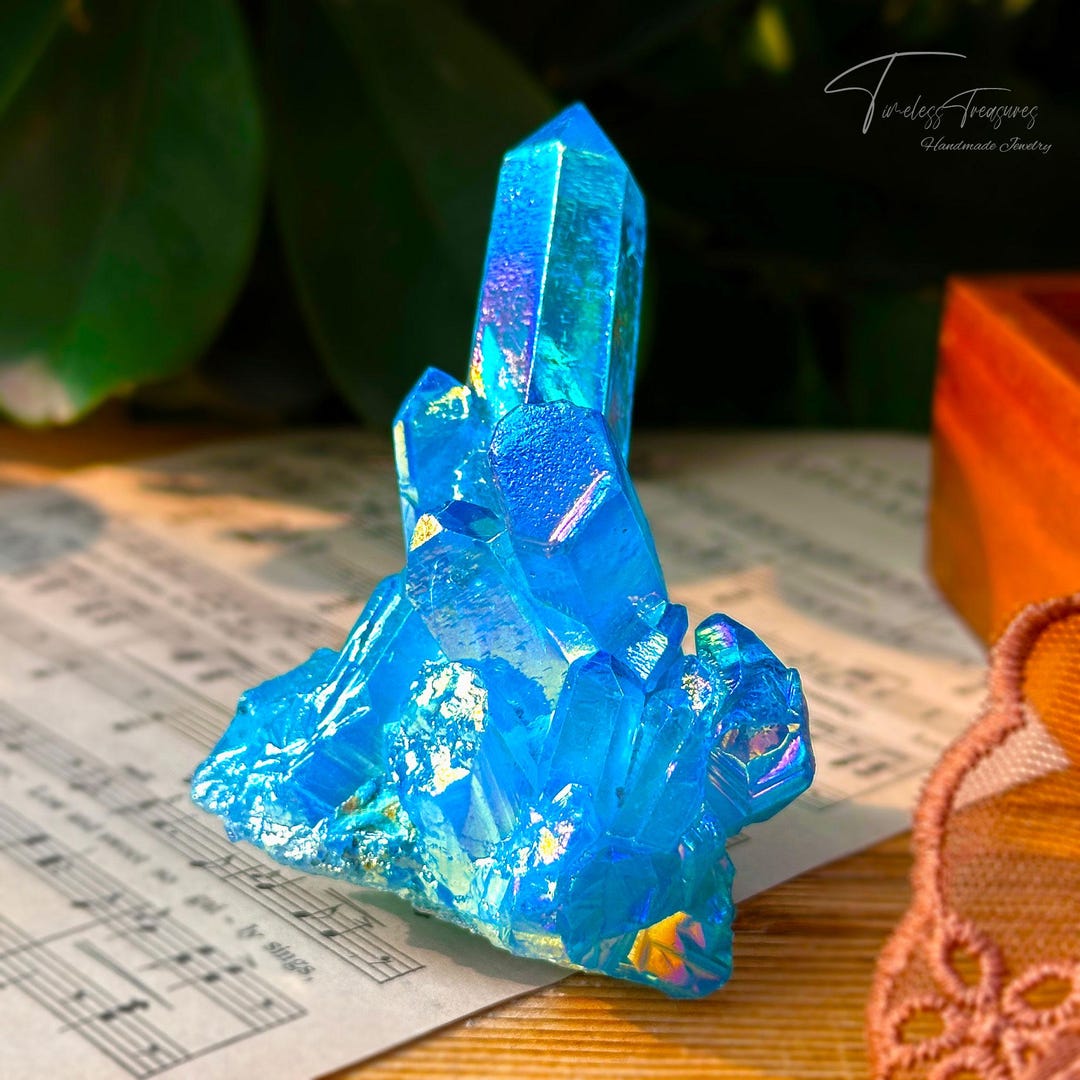Natural Blue Crystal Cluster - Rough Blue Angel Aura Crystal Irregular ...