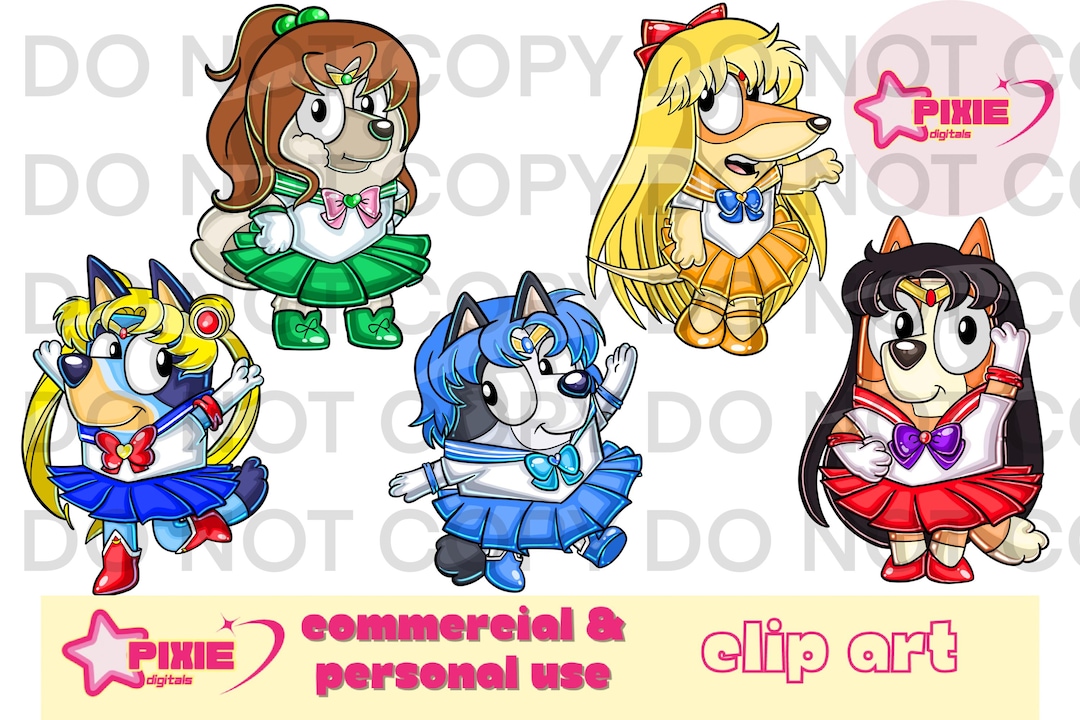 Moon Pups Clip Art Pack HAND DRAWN PNG - Etsy