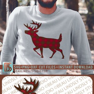 Buffalo Check Deer SVG Cutting File, Buffalo Plaid Stag SVG File for ...