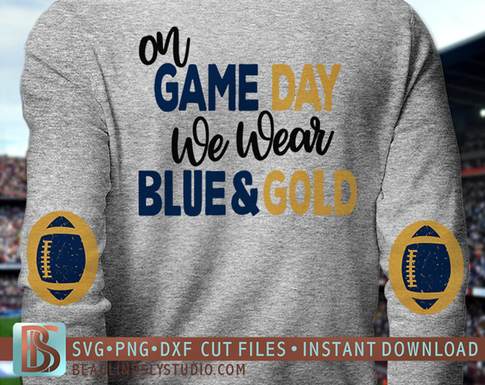 Blue & Gold Football SVG, Game Day SVG, Elbow Patch SVG File for Cricut ...