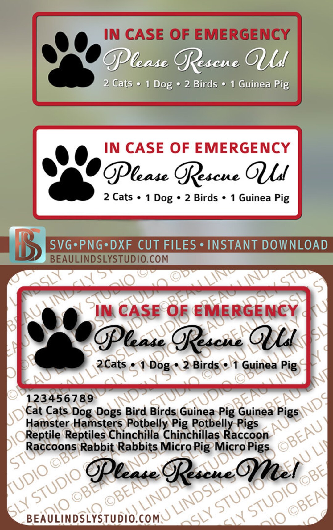 Emergency Pet Rescue SVG Cutting File: Window Decal, Door Decal, Window ...