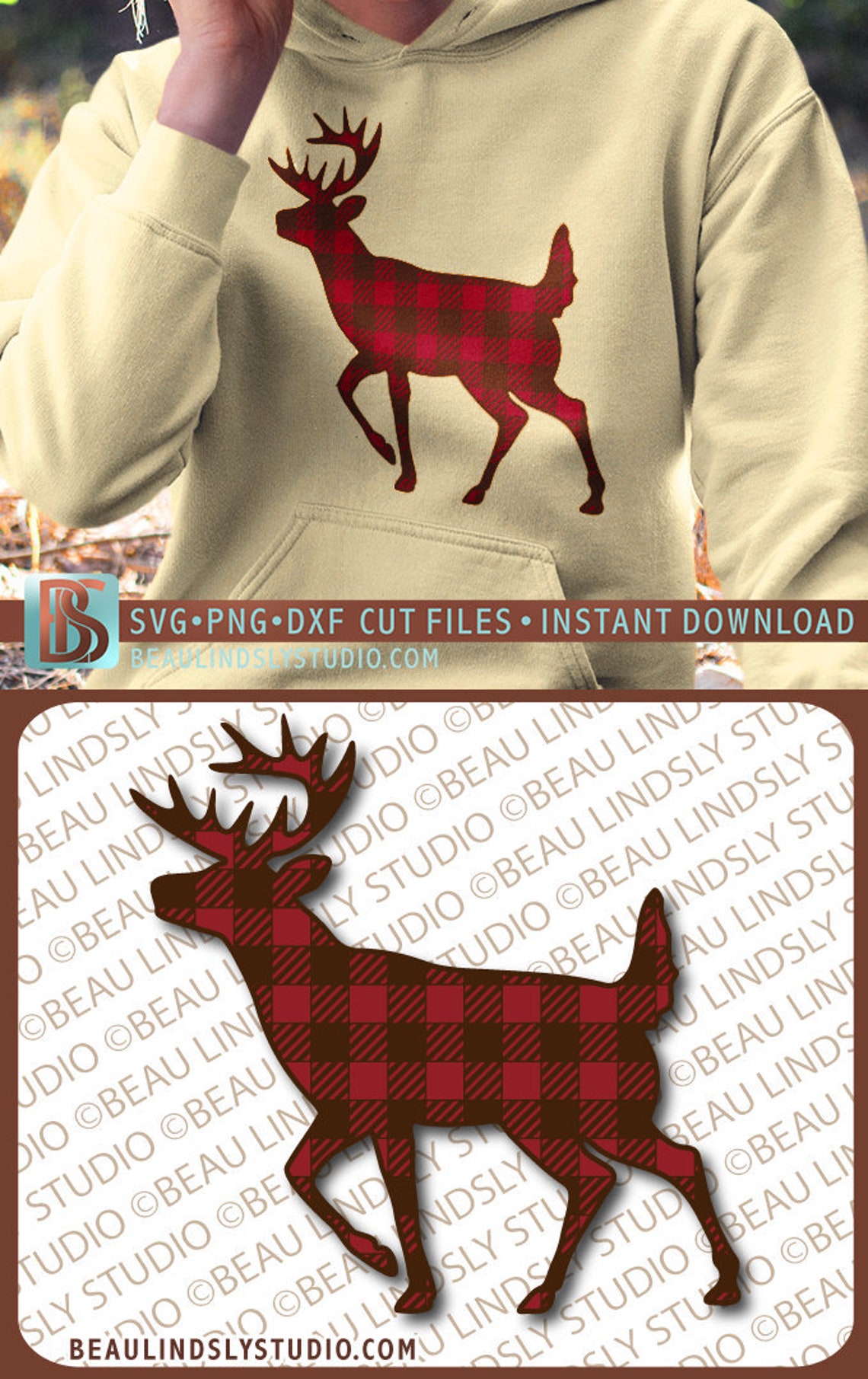 Buffalo Check Deer SVG Cutting File Buffalo Plaid Stag SVG - Etsy