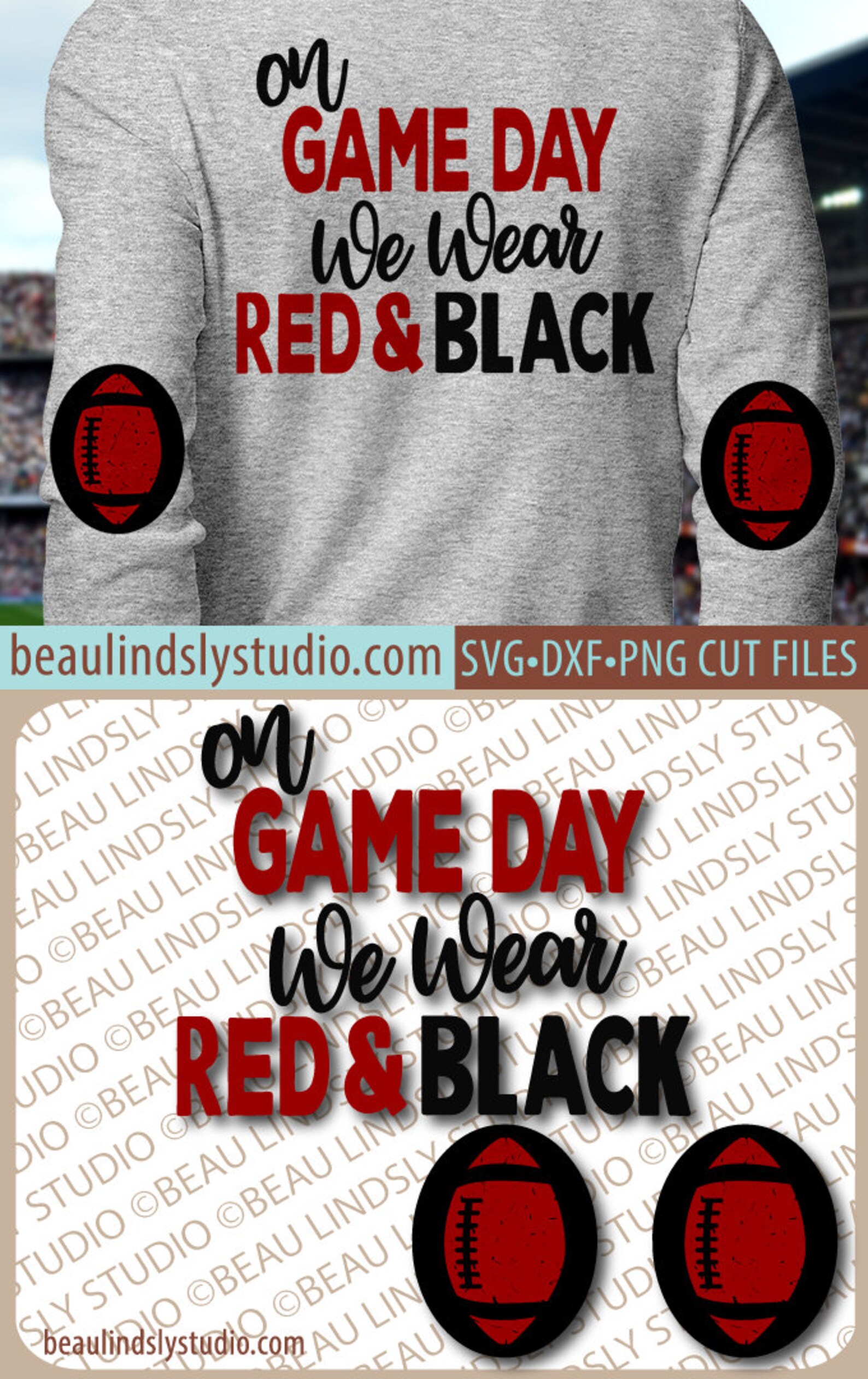 Red & Black Football SVG Game Day SVG Elbow Patch SVG File | Etsy