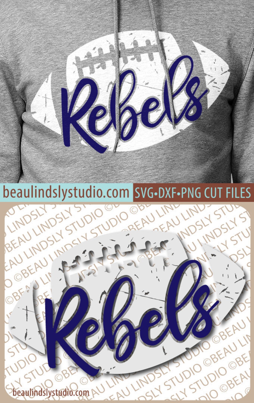 Rebels Football SVG File, Grunge Rebel SVG, DIY Football Mom Shirt ...