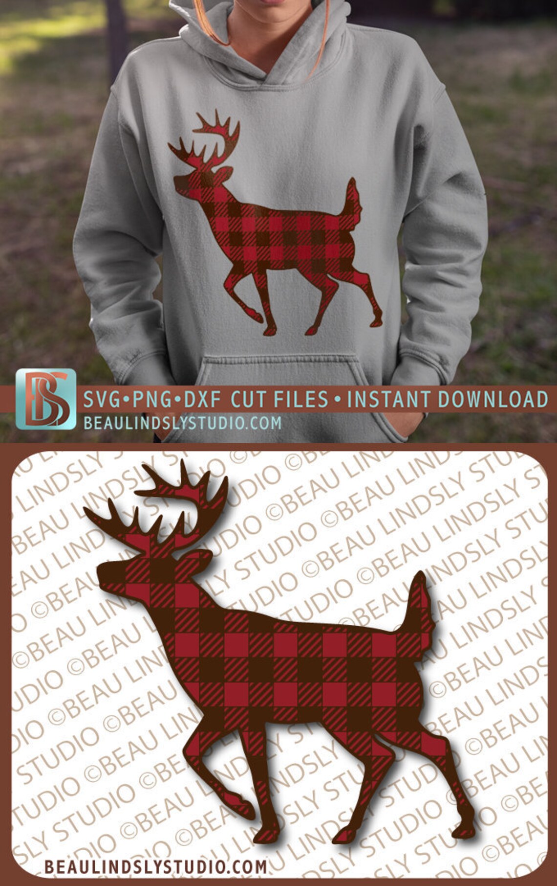 Buffalo Check Deer SVG Cutting File Buffalo Plaid Stag SVG - Etsy