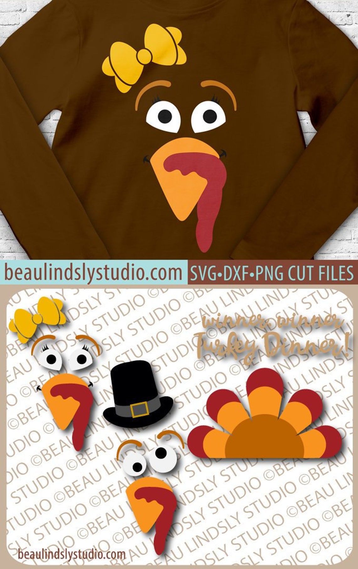 Funny Thanksgiving Turkey Faces SVG Boy Turkey Face Girl | Etsy