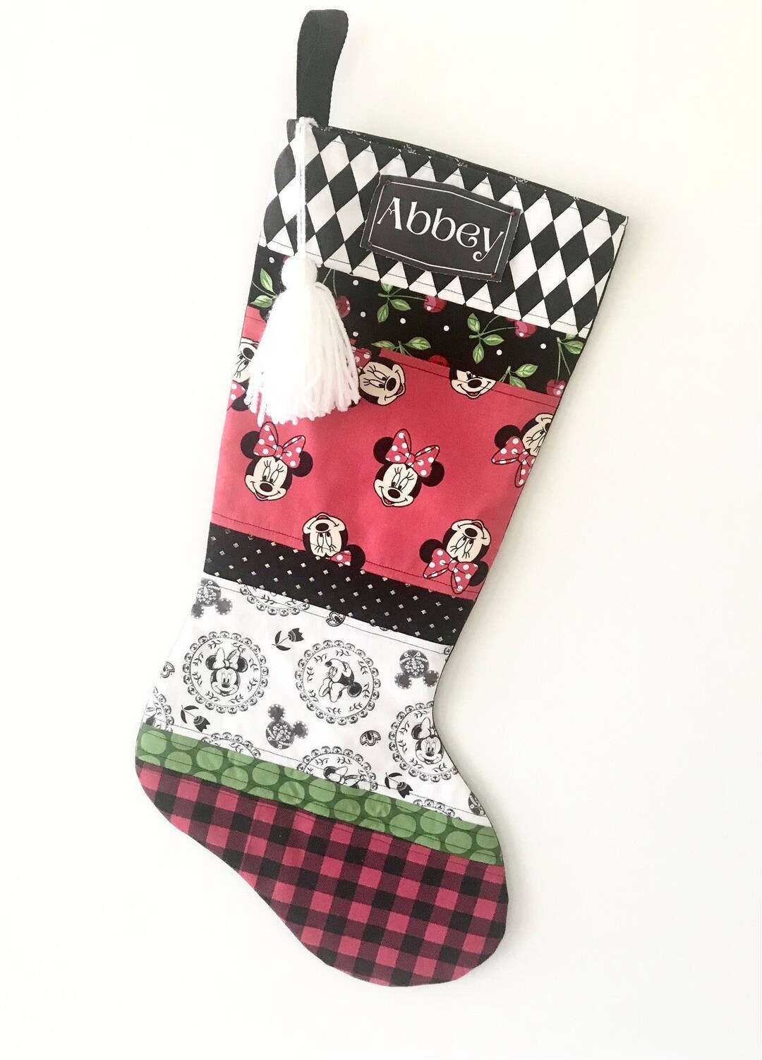 Quilted Christmas Stocking Minnie Mouse Licensed Fabric - Etsy