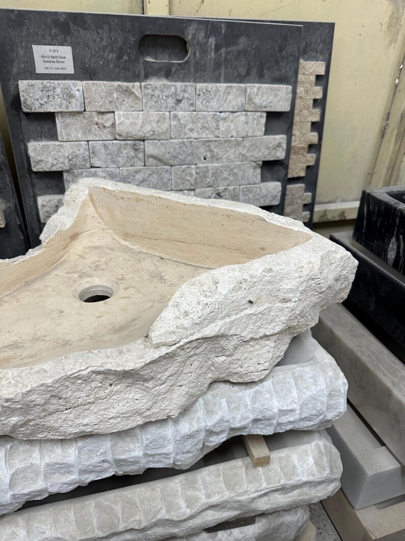 Travertine Sink, Handmade Sink, White Rustic Sink, Luxury Washbasin ...