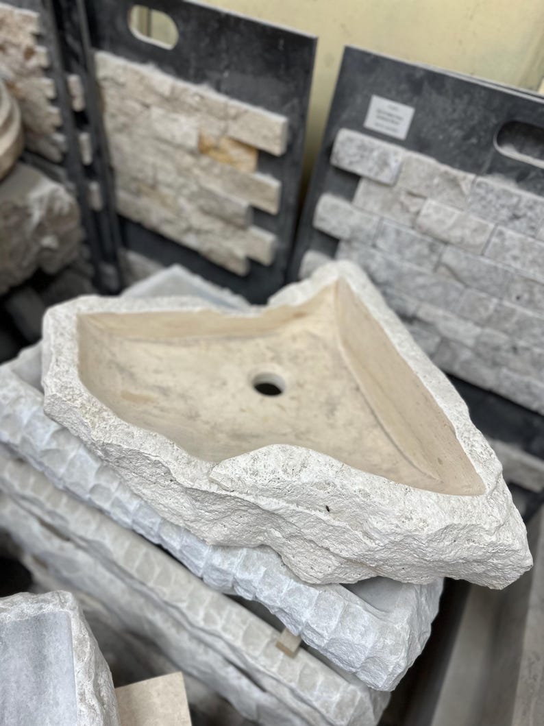Travertine Sink, Handmade Sink, White Rustic Sink, Luxury Washbasin ...