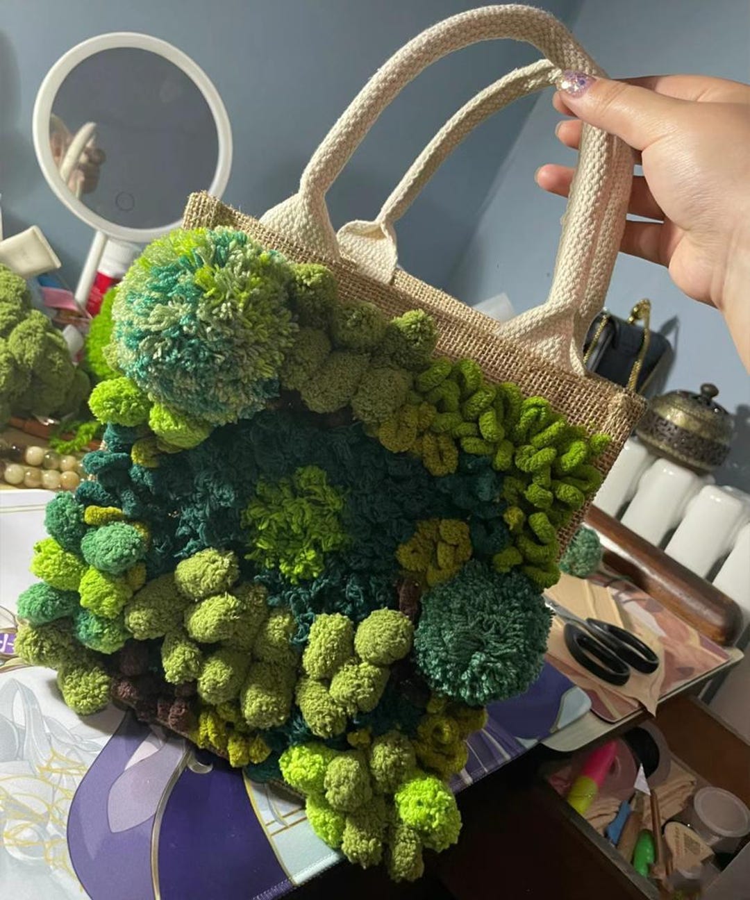 Handmade Fall Tote Moss Bag, Flax Bag for Party, Bridesmaid Gifts, Gift ...