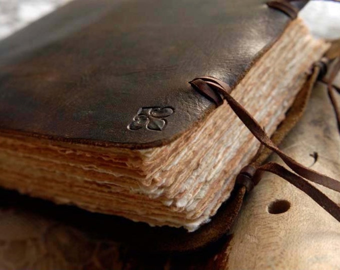 Brown Leather Sketchbook Handbound Tea Stained Pages Fleur - Etsy