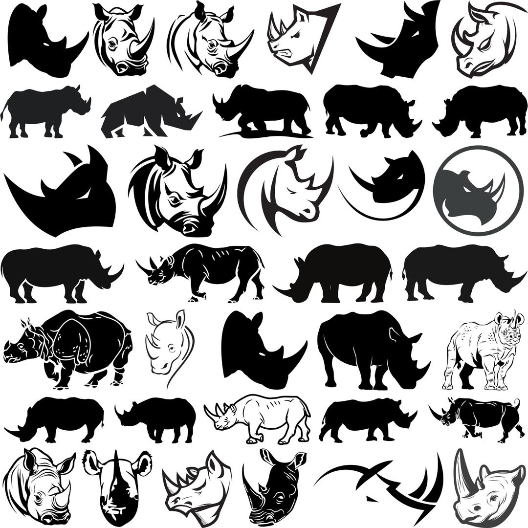 Rhino SVG Bundle, Rhino Clipart, Rhino Monogram, Rhino Vector, Rhino ...