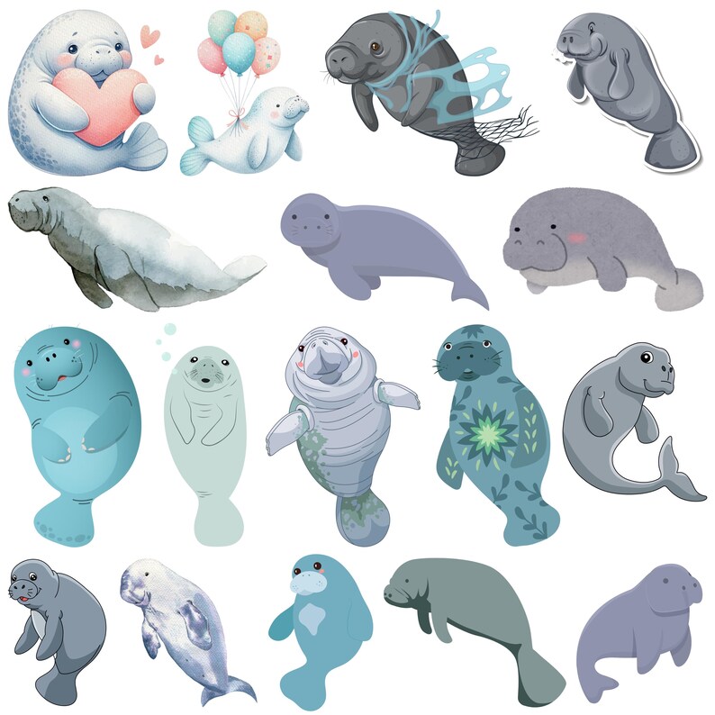 Manatee SVG Bundle, Manatee Vector, Manatee Clipart, Sea Creature Svg ...