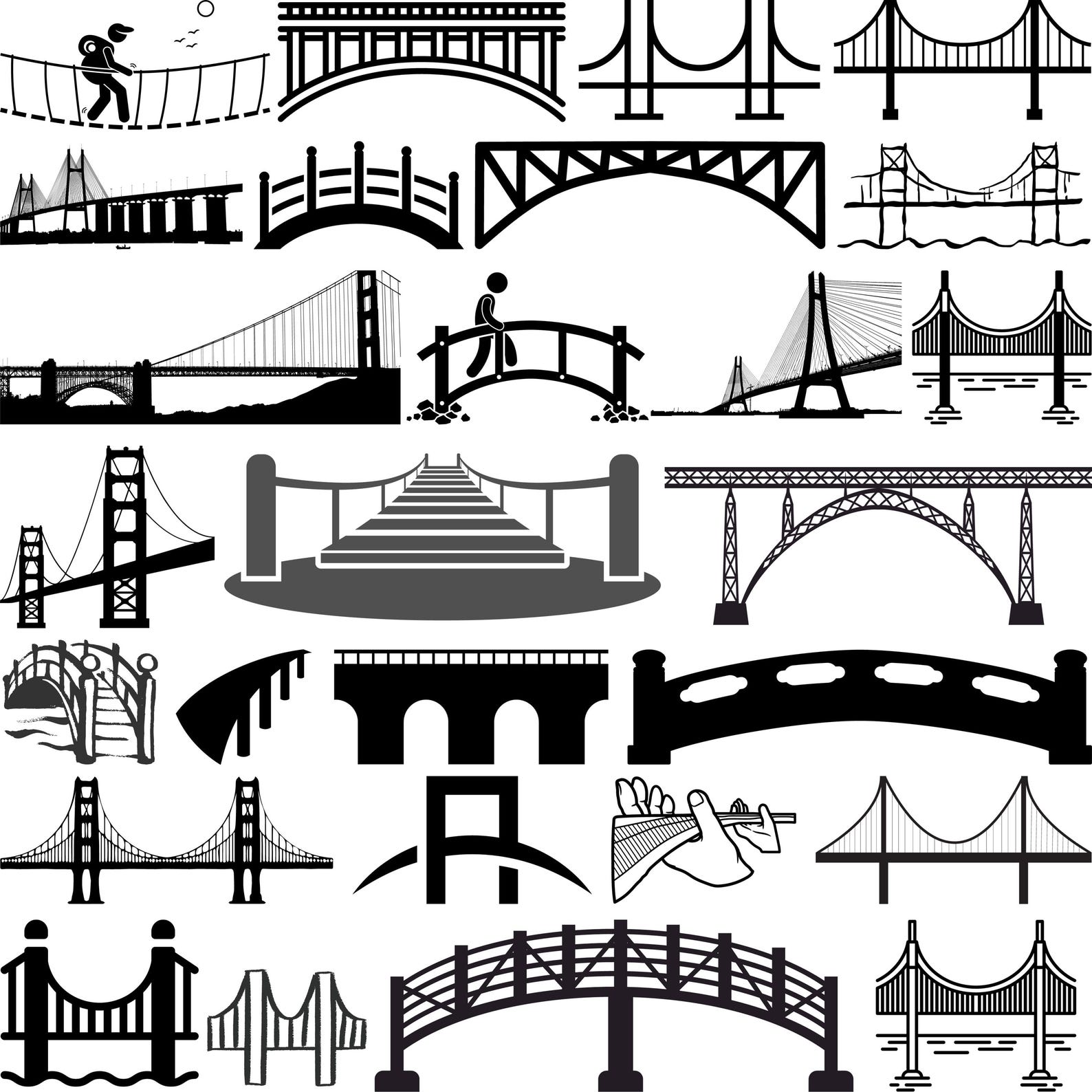 Bridge SVG Bundle, Bridge Silhouette, Bridge Clipart, Bridge Cricut ...