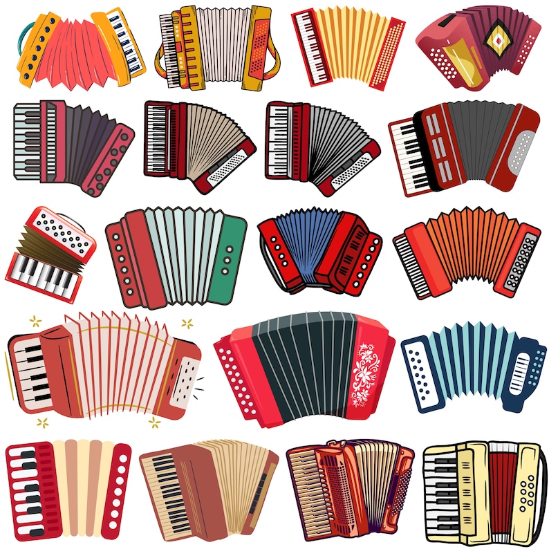 Accordion SVG Bundle, Accordion Clipart, Accordion Silhouette, Accordion Cricut File, Accordion ...