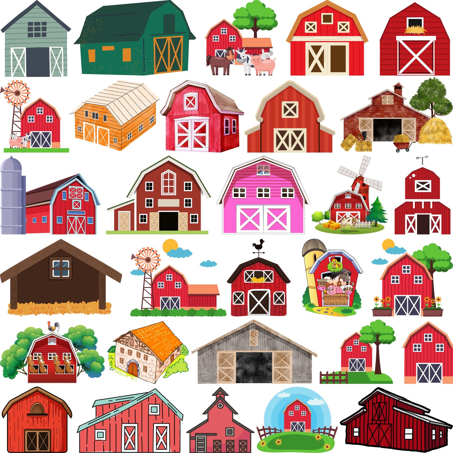 BARN SVG BUNDLE, Barn Silhouette, Farm Clipart, Barn House Svg, Barn ...