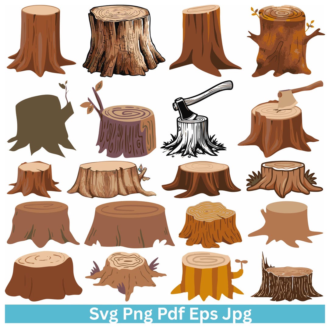 Tree Bark Svg Bundle, Tree Stump SVG, Tree Stump Decal, Tree Stump ...