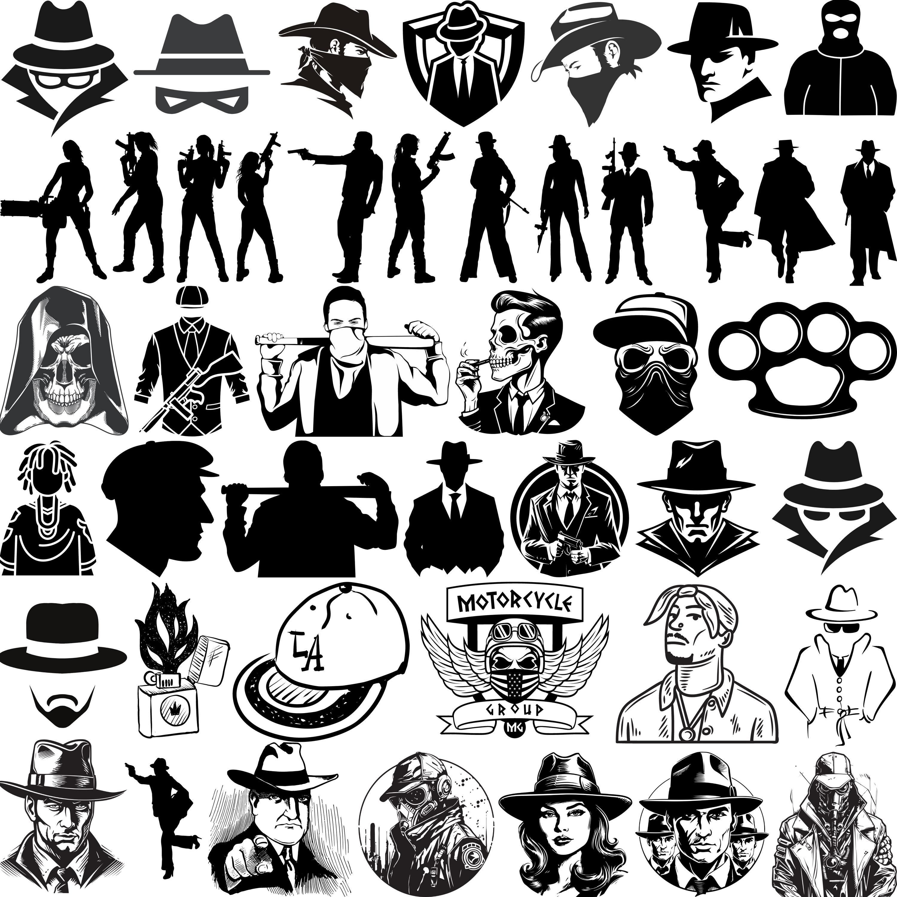 Silueta De Gángster Vector 736 Gangster High Res Vector Graphics