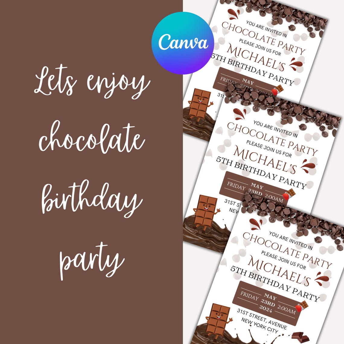 Editable Chocolate Party Invitation, Chocolate Invitation, Chocolate ...