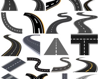 Road Svg Bundle,road Clipart, Road Cut File, Highway Svg, Road Dxf ...