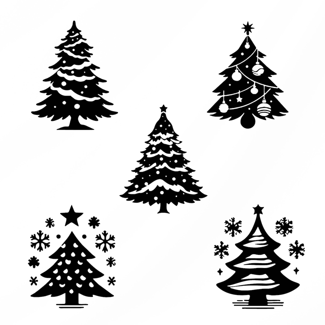 Christmas Tree Svg Bundle, Pine Tree Clipart for Cricut, Christmas Tree ...