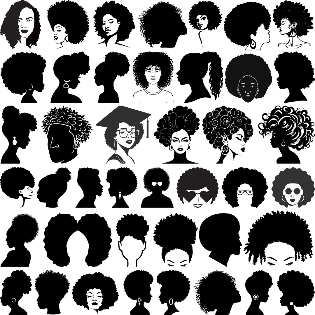 Afro Woman SVG Bundle, Curly Hair Svg, African Afro Queen Svgs, Afro ...