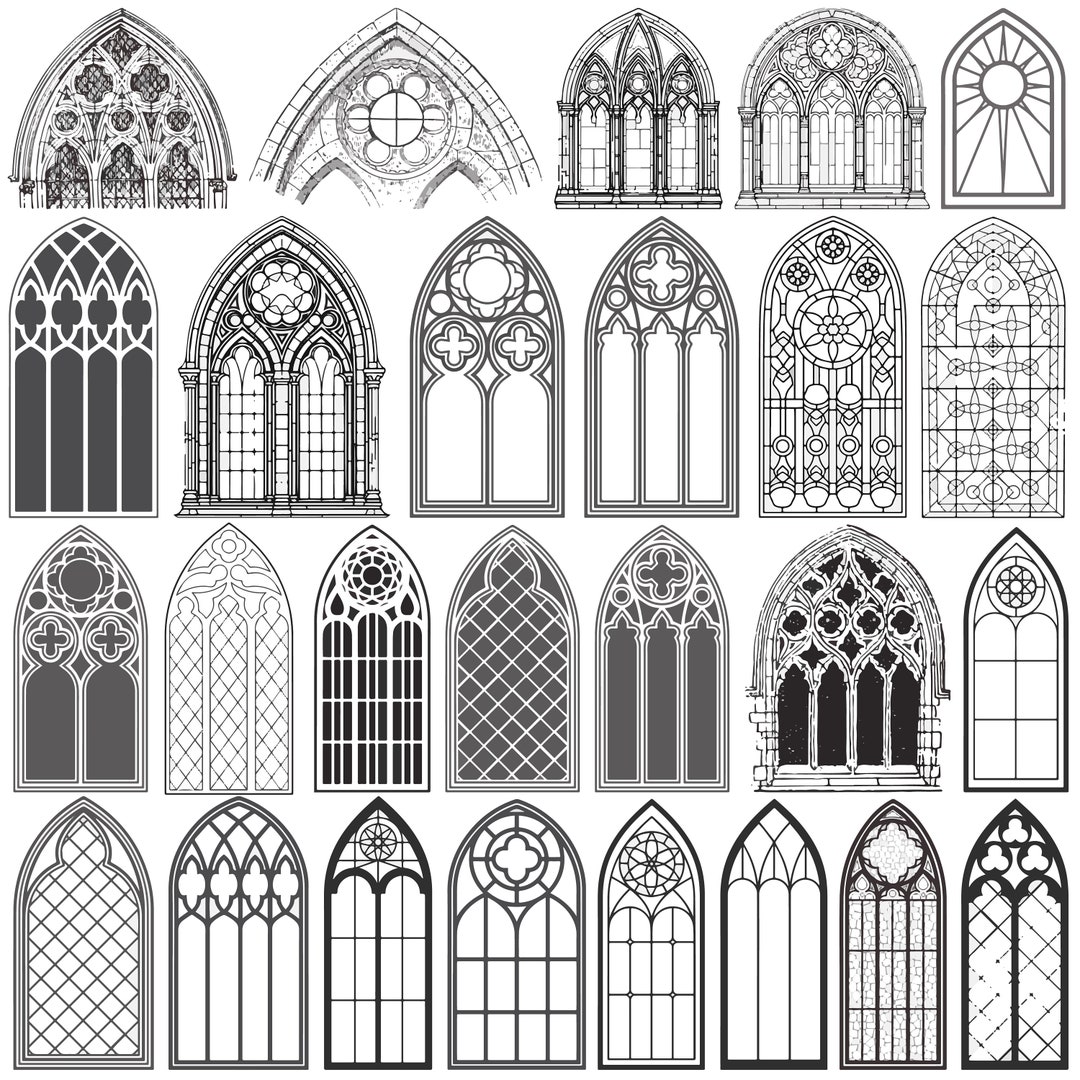 Gothic Window SVG Bundle, Gothic Window Vector, Window Cut Files for ...