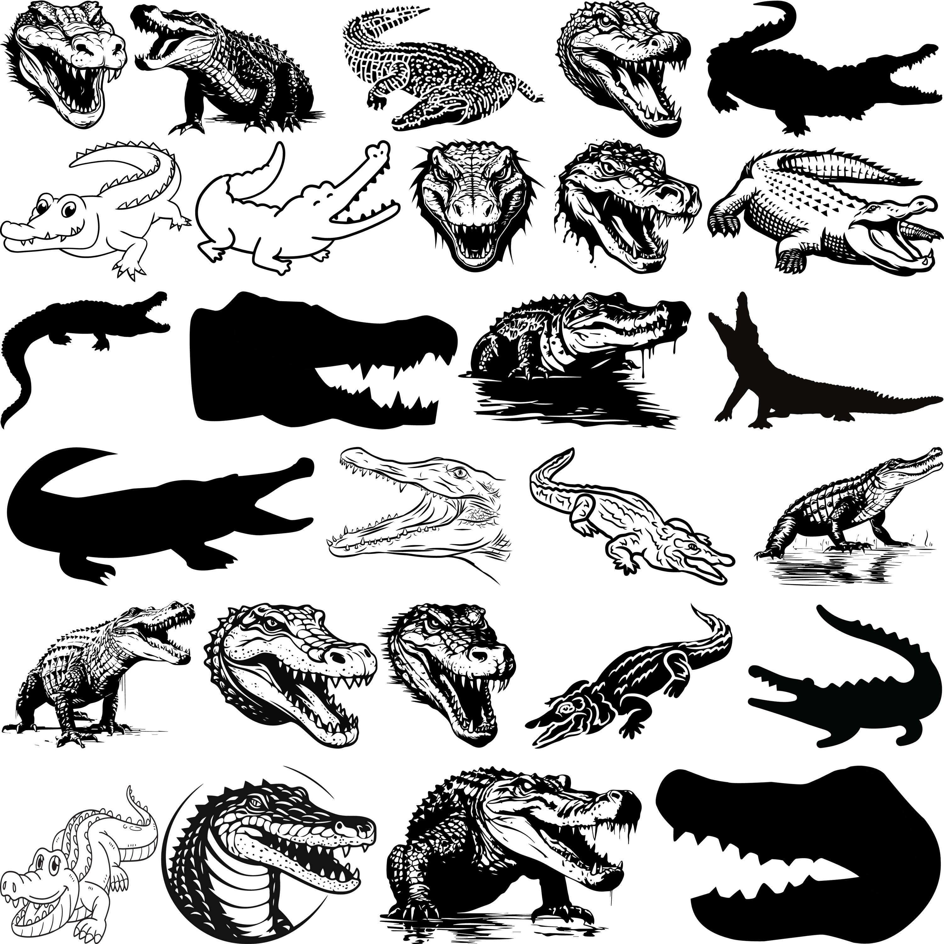 Crocodile Svg Bundle, Crocodile Clipart, Crocodile Detaled,crocodile ...