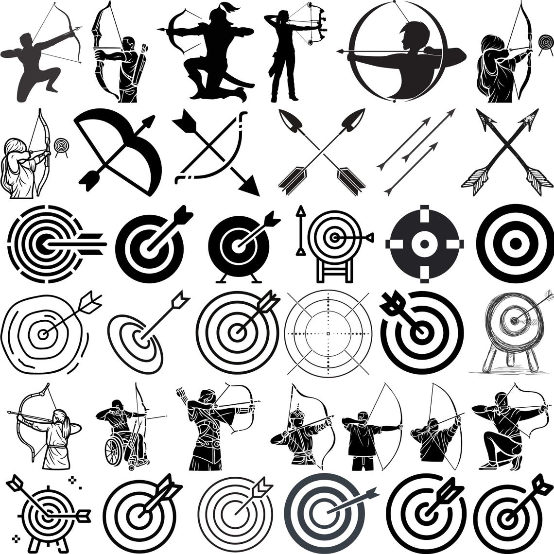 ARCHERY SVG BUNDLE, Archery Clipart, Archery Vector, Bow and Arrow Svg ...