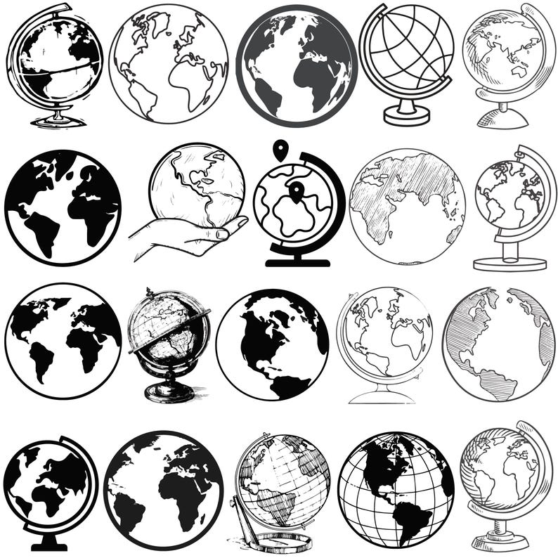 Globe SVG Bundle, Globe Silhouette, World Globe SVG Cut Files for ...