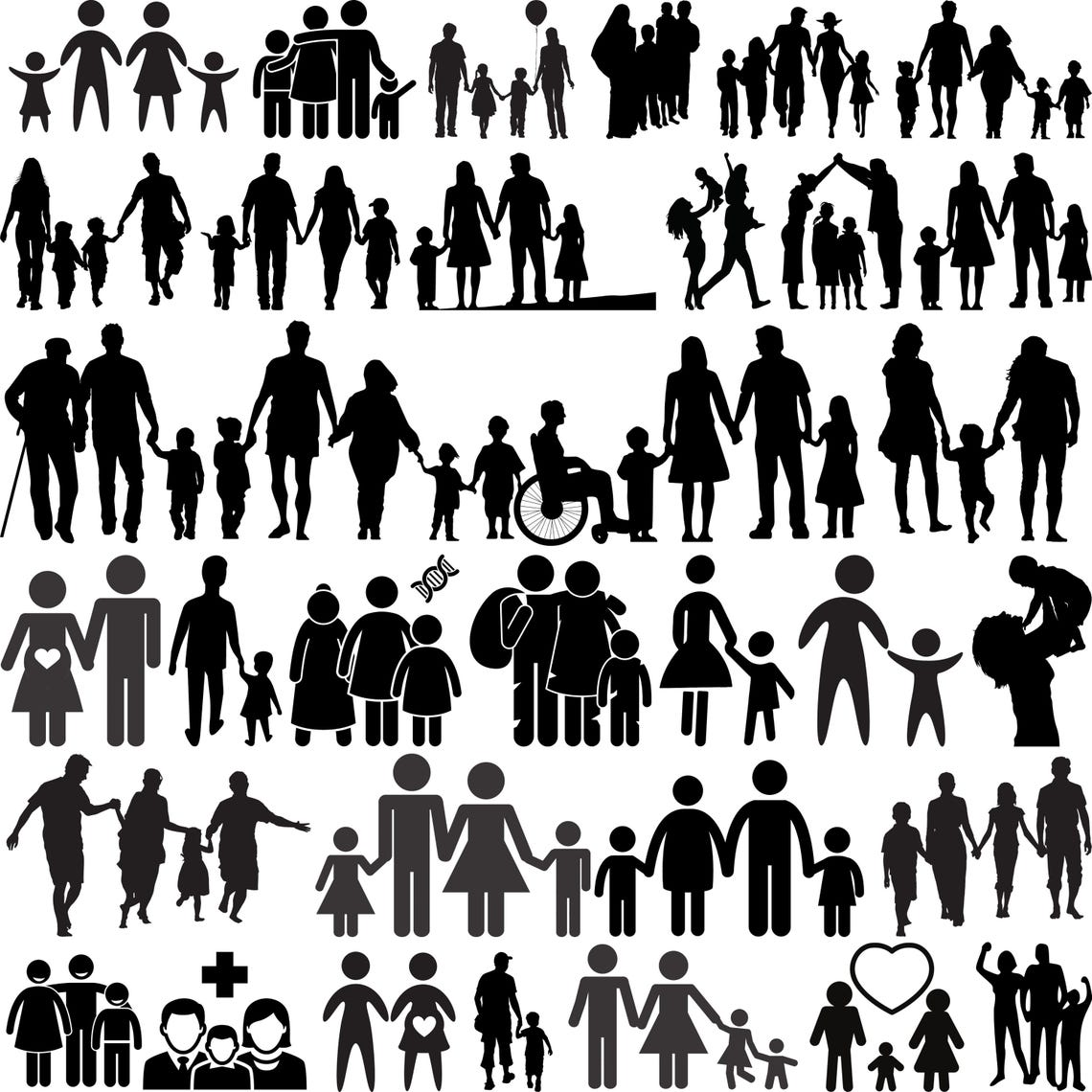 Family SVG Bundle, Family Silhouette, Family SVG Cut Files for Cricut ...