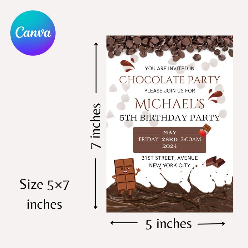 Editable Chocolate Party Invitation, Chocolate Invitation, Chocolate ...
