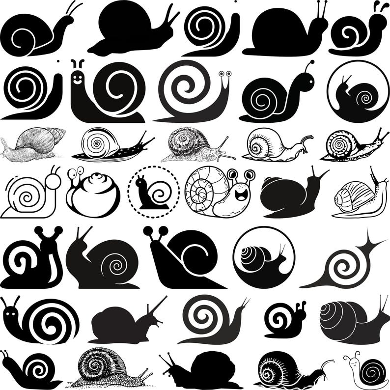Snail Svg Bundle, Snail Cricut, Snail Silhouette, Snail Clipart, Snail Logo, Snail Vector, Snail ...