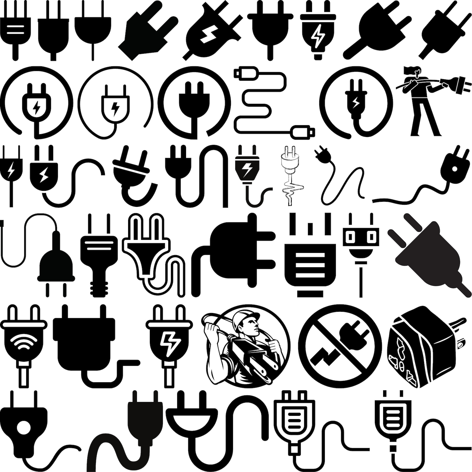 Plug SVG Bundle, Plug Silhouette, Cable Plug Svg, Electrical Plug Svg ...