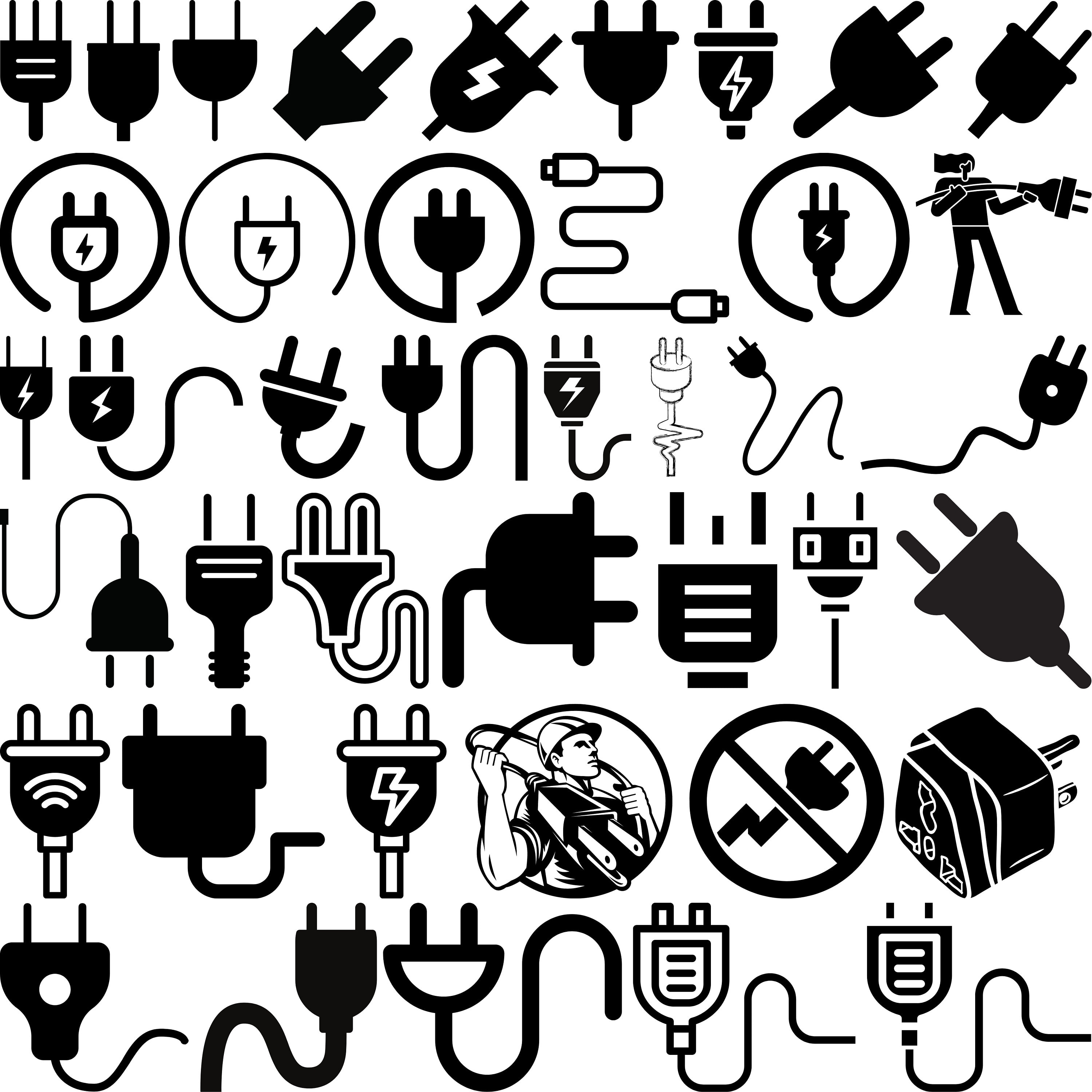 Plug SVG Bundle, Plug Silhouette, Cable Plug Svg, Electrical Plug Svg ...