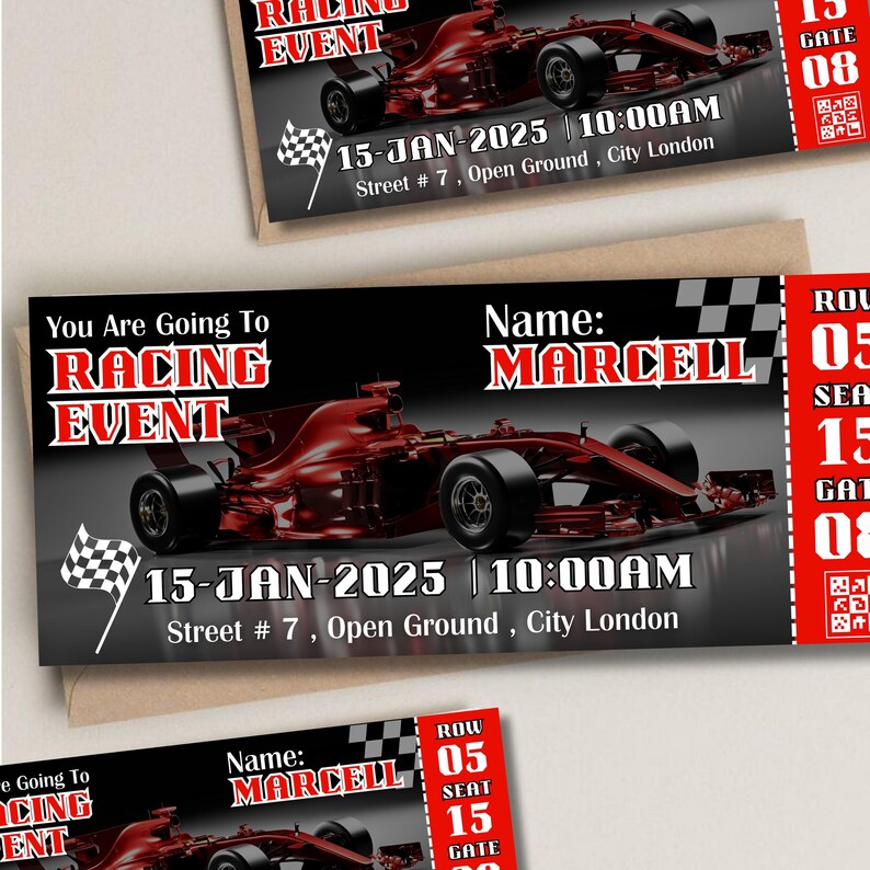 Printable Formula 1 Ticket, Editable Formula Ticket, Surprise Gift ...