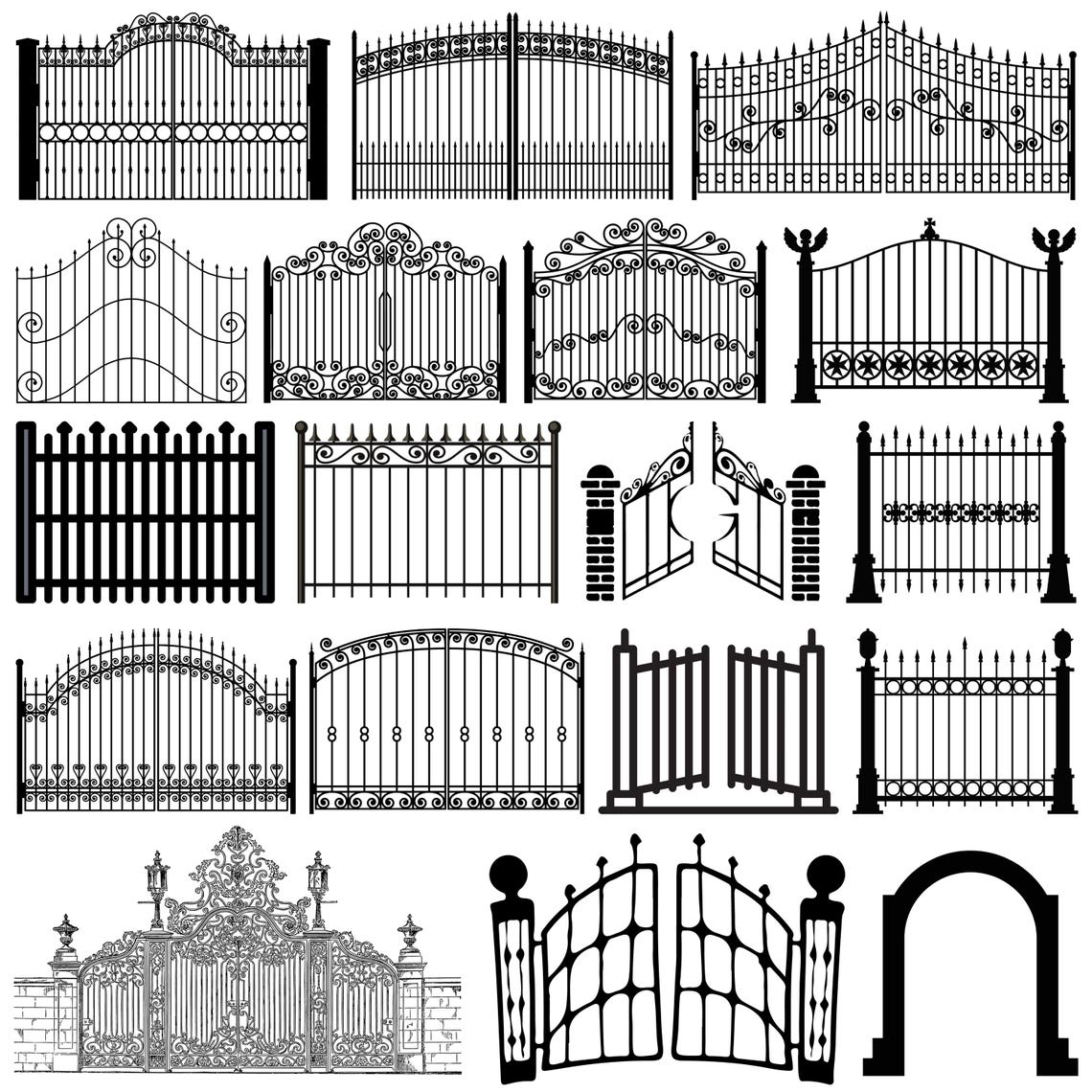 Gate SVG Bundle, Gate Silhouette, House Gate Svg, Gate Vector, Gate ...