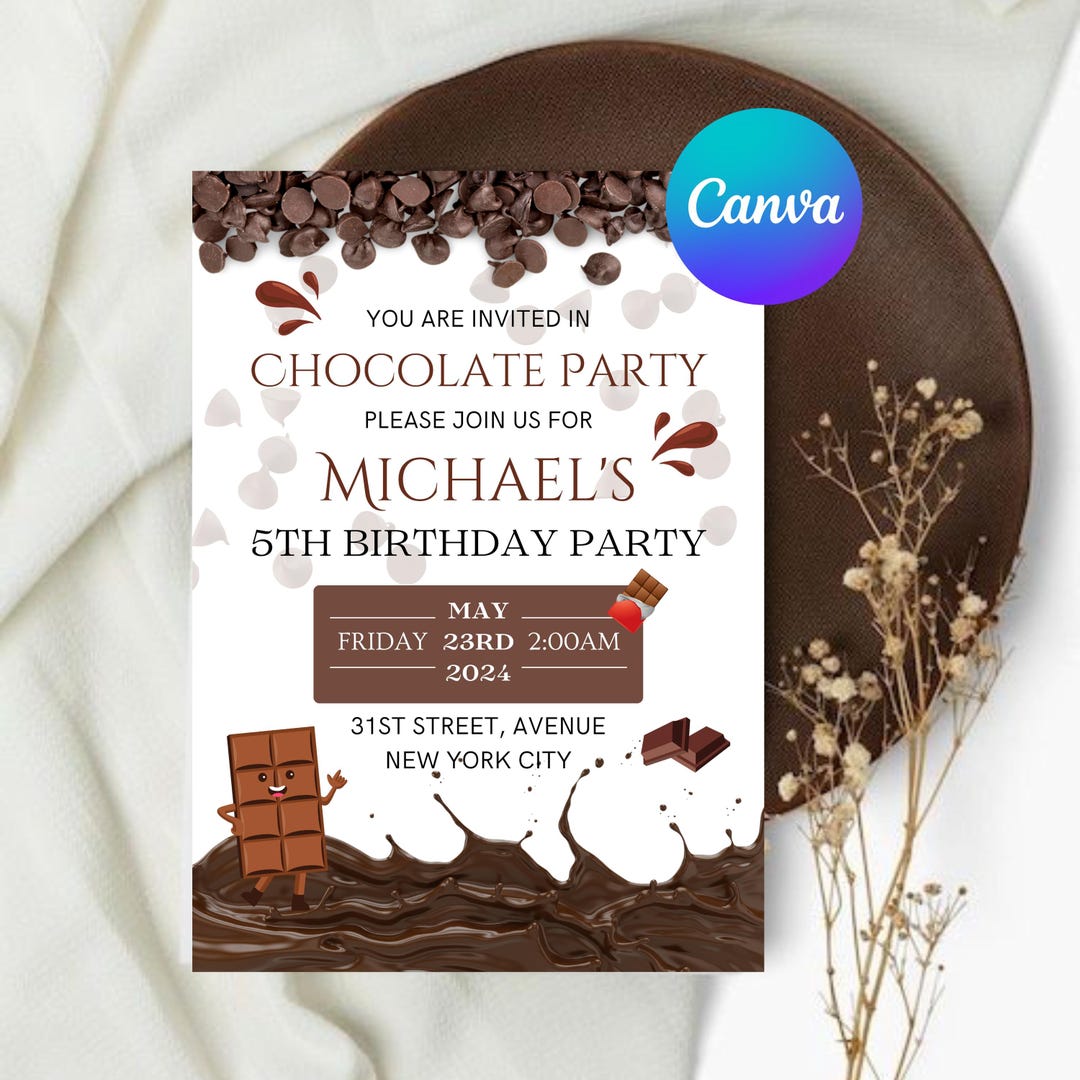Editable Chocolate Party Invitation, Chocolate Invitation, Chocolate ...