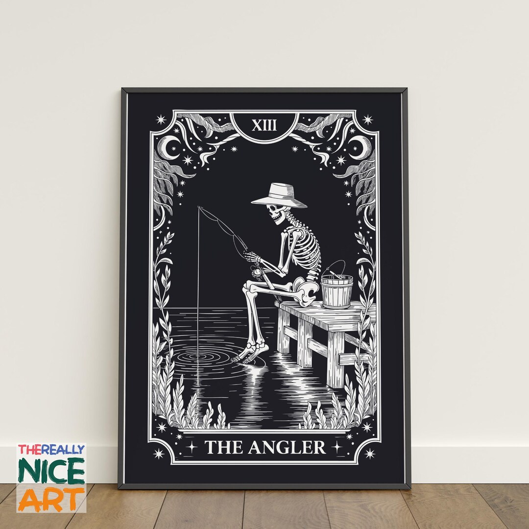 The Angler Tarot Card Wall Art, Fisherman Gift Poster, Rustic Fishing ...