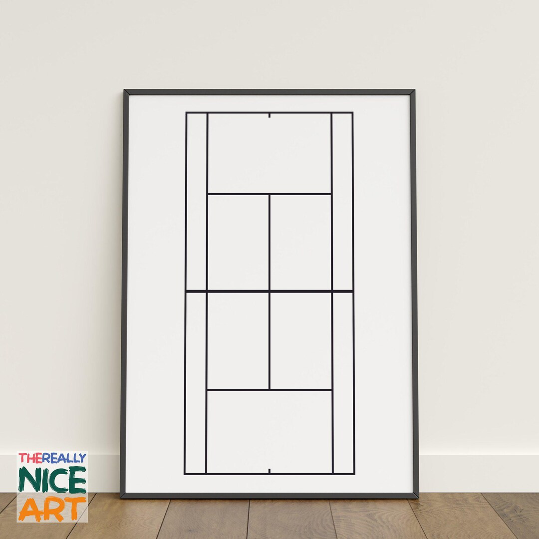 Minimalistic Tennis Court Wall Art, Professional Court Poster, Sports ...