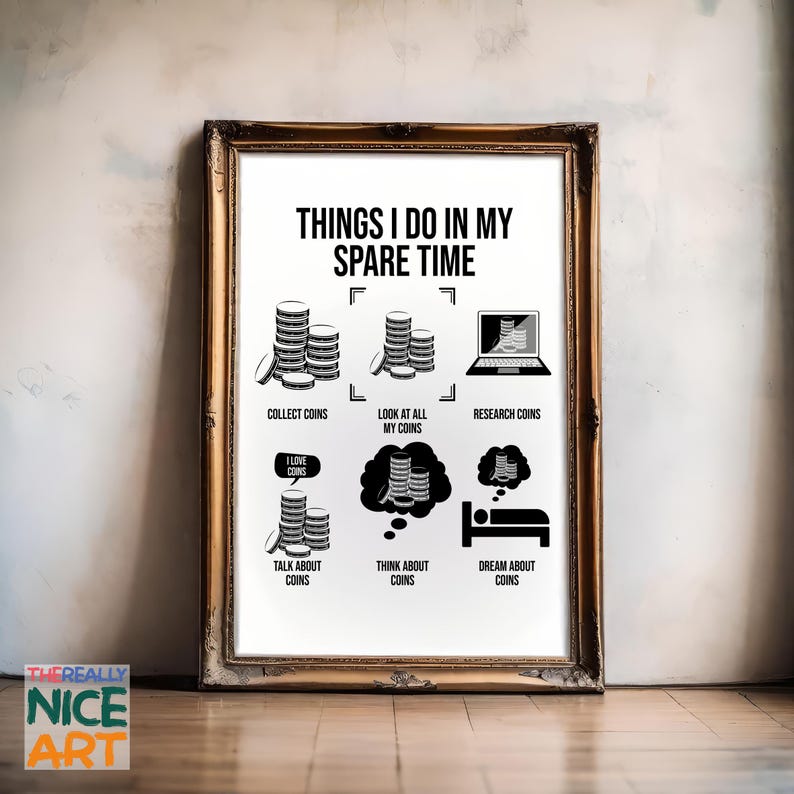 Coin Collector PRINTABLE Wall Art, Retro Numismatist Design, Coin Lover ...