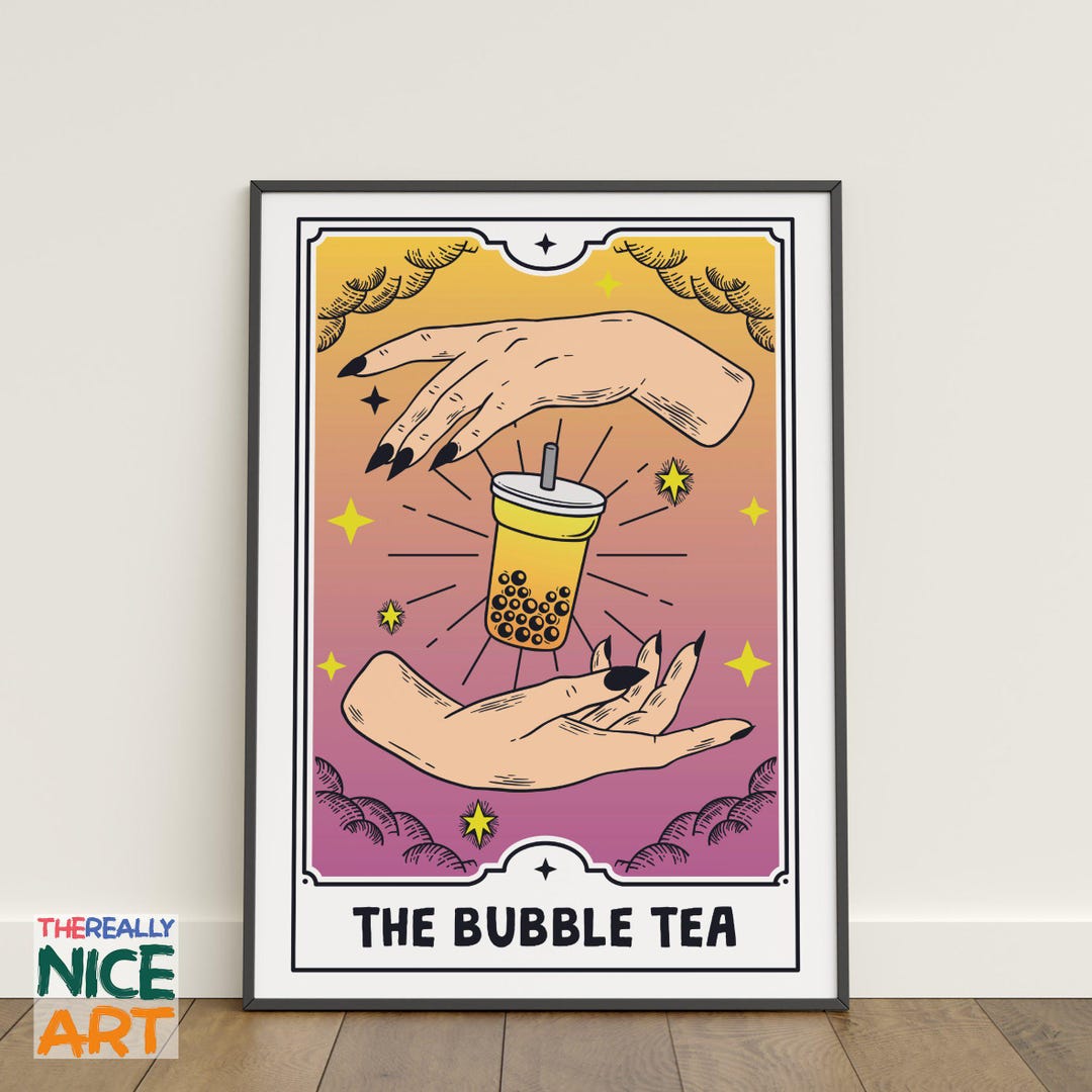 Bubble Tea Retro PRINTABLE Wall Art, Cute Bubble Tea Art Print, Vintage ...