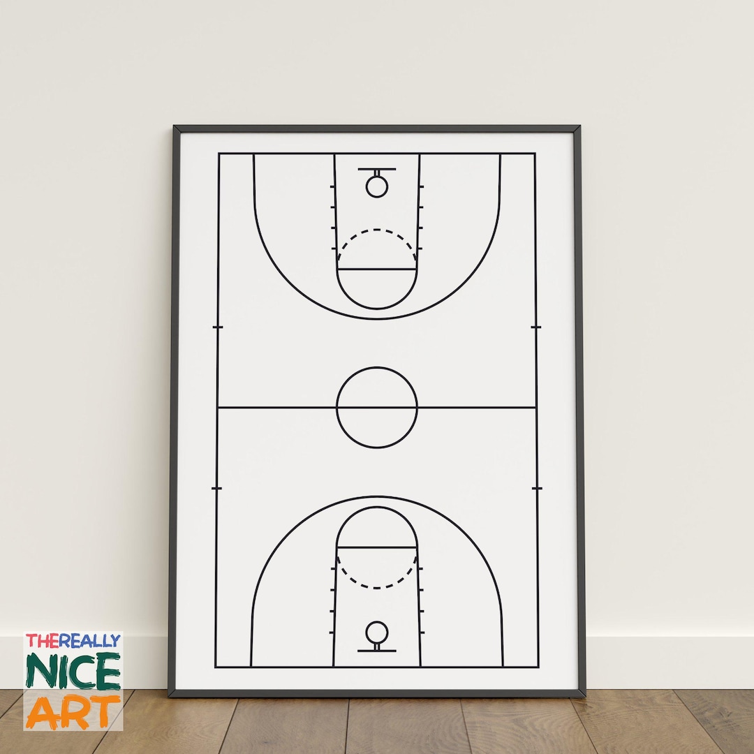 Minimalist Basketball Court Print, Classic Design Poster (digital ...