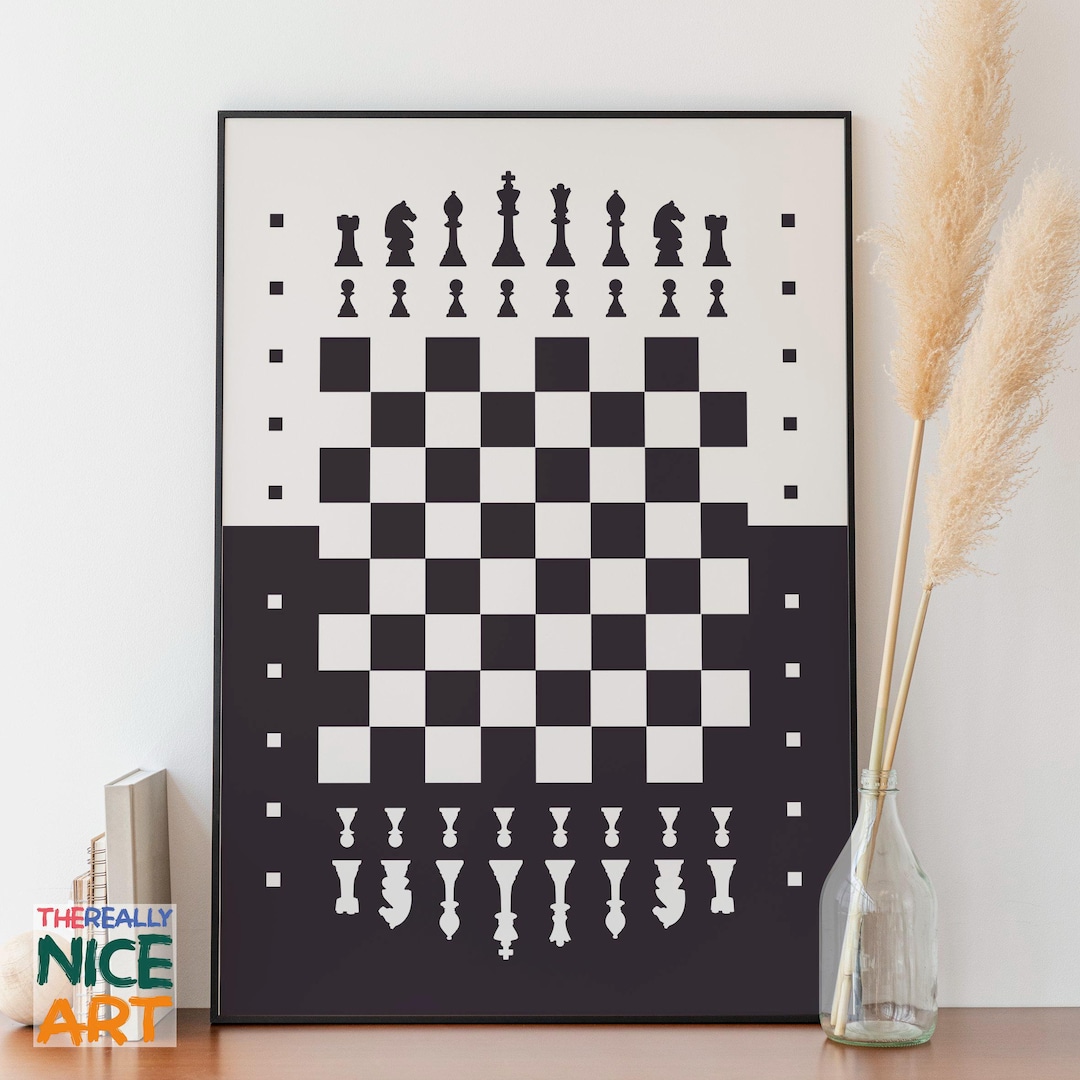 Printable Chess Board Game, Chess Pieces Silhouette, Digital Chess Set ...